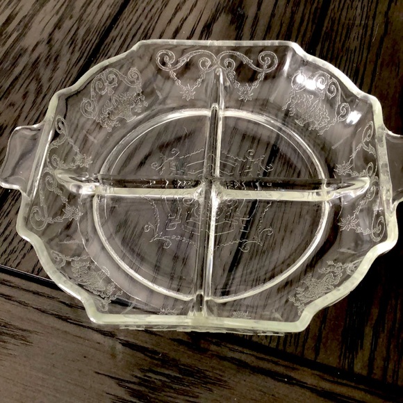 Vintage | Dining | Vintage Depression Glass Relish Dish Lorain Flower ...